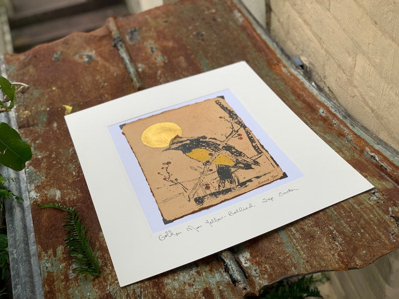 Medium Golden Moon Woodpecker - Original Painting & Print – Rebecca ...