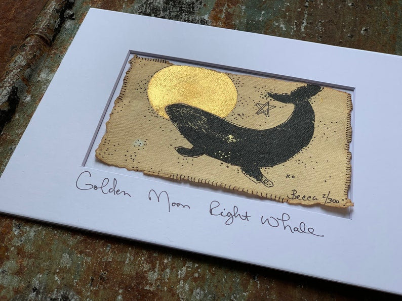 Golden Moon Right Whale - Original Painting & Print – Rebecca Sipper Art