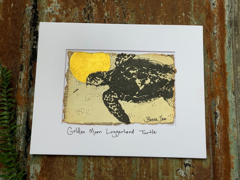Golden Moon Sea Turtle - Original Painting & Print – Rebecca Sipper Art
