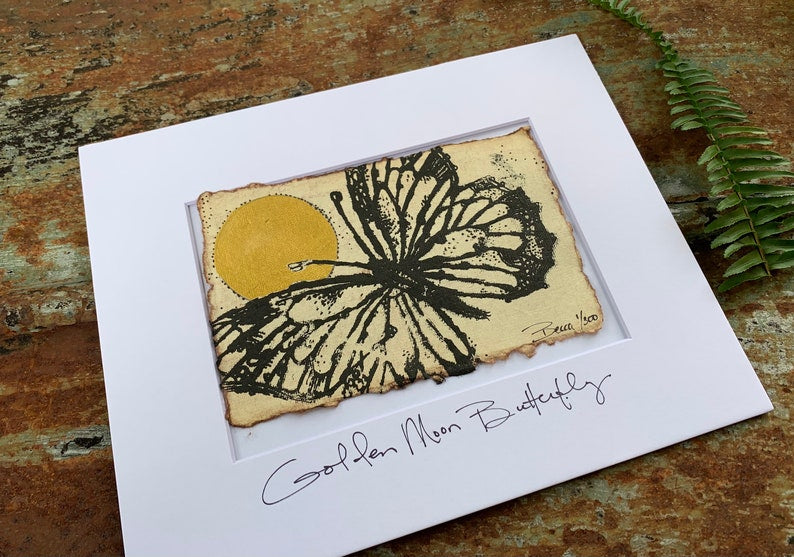 Golden Moon Butterfly - Original Painting & Print – Rebecca Sipper Art
