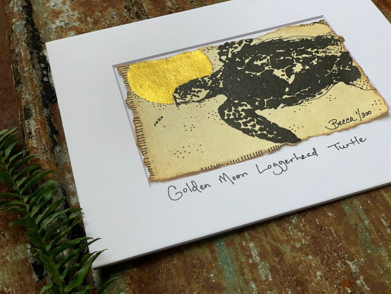Golden Moon Sea Turtle - Original Painting & Print – Rebecca Sipper Art